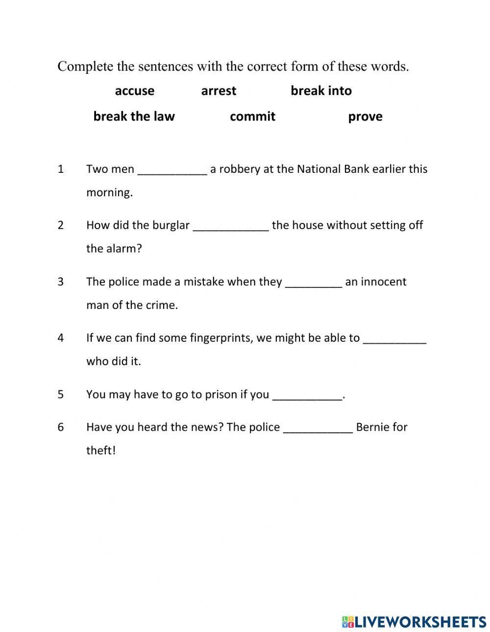 Form 5 (unit 6) worksheet | Live Worksheets