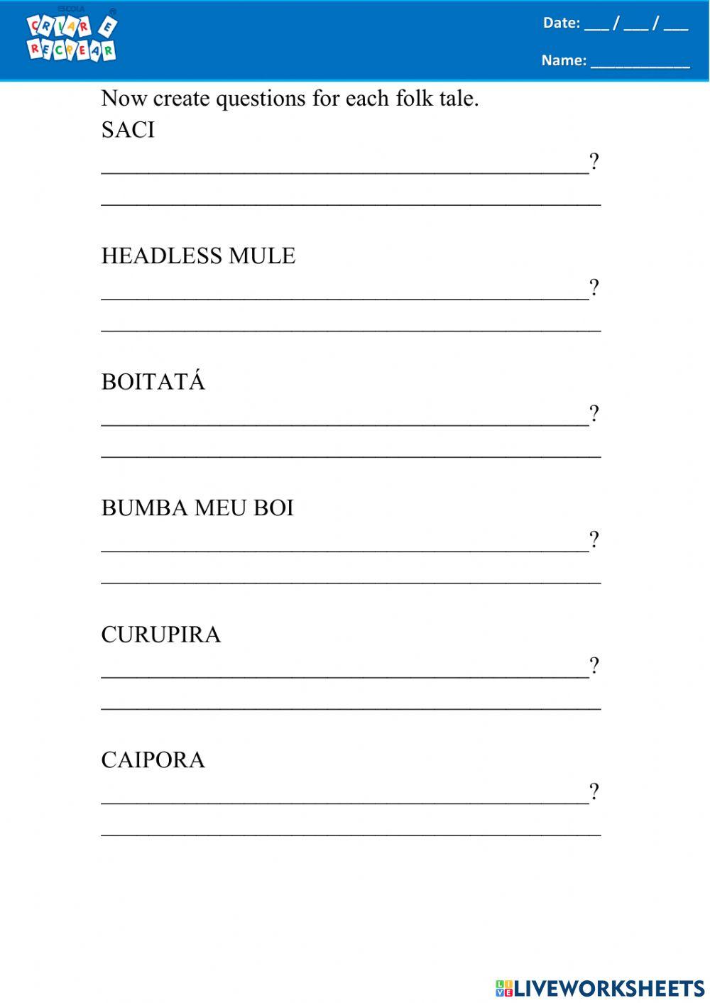 4th folklore 1847 | teacher_natali | Live Worksheets