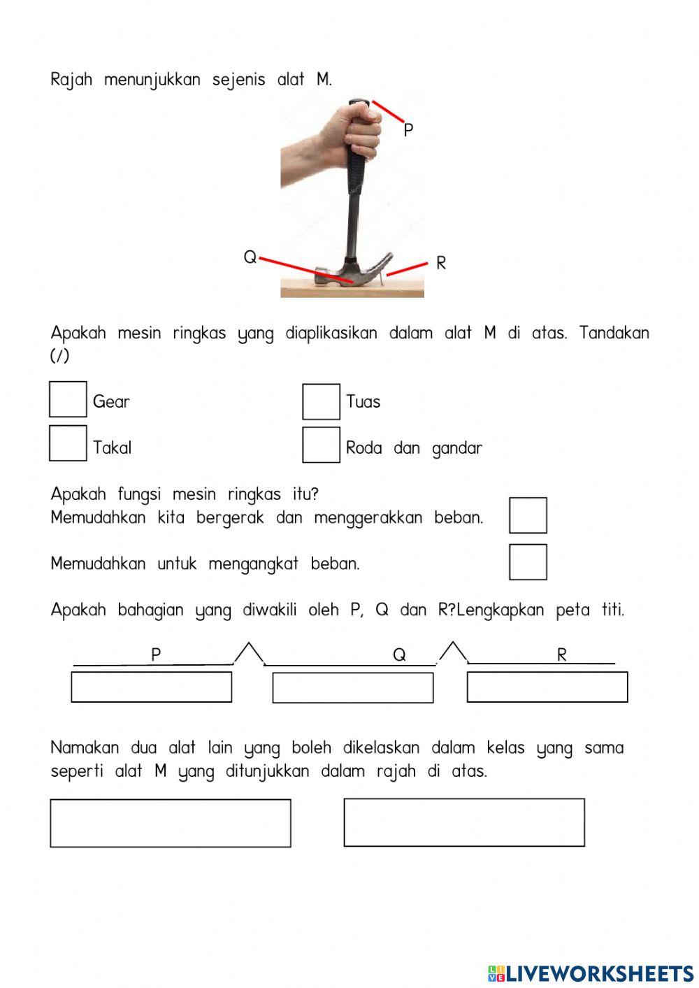 Mesin Ringkas II worksheet | Live Worksheets