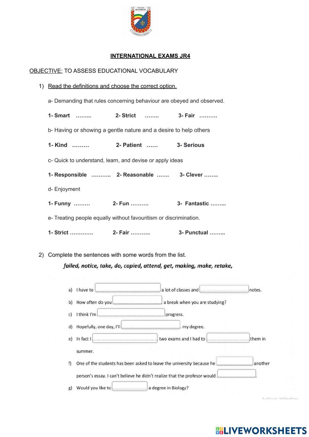 6686889 | PET- KET vocabulary Education | Miss Marilyn A