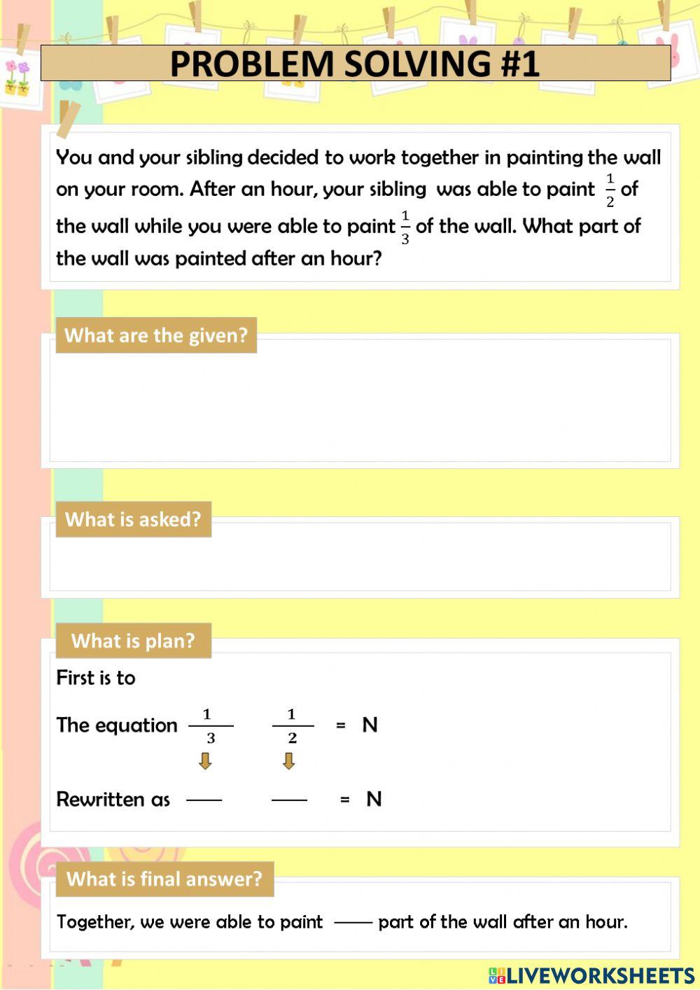 Day3-Problem Solving -1 worksheet | Live Worksheets
