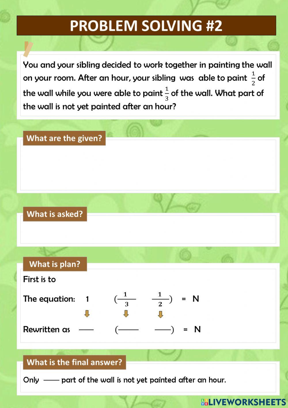 Day3-Problem Solving -2 worksheet | Live Worksheets