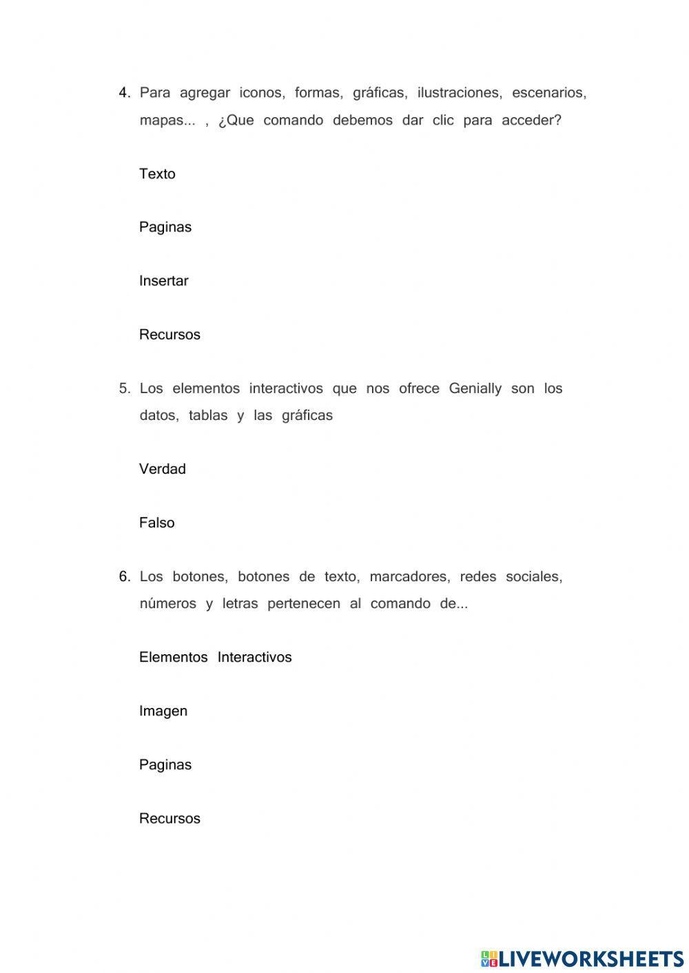 Autoevaluación Genially worksheet | Live Worksheets