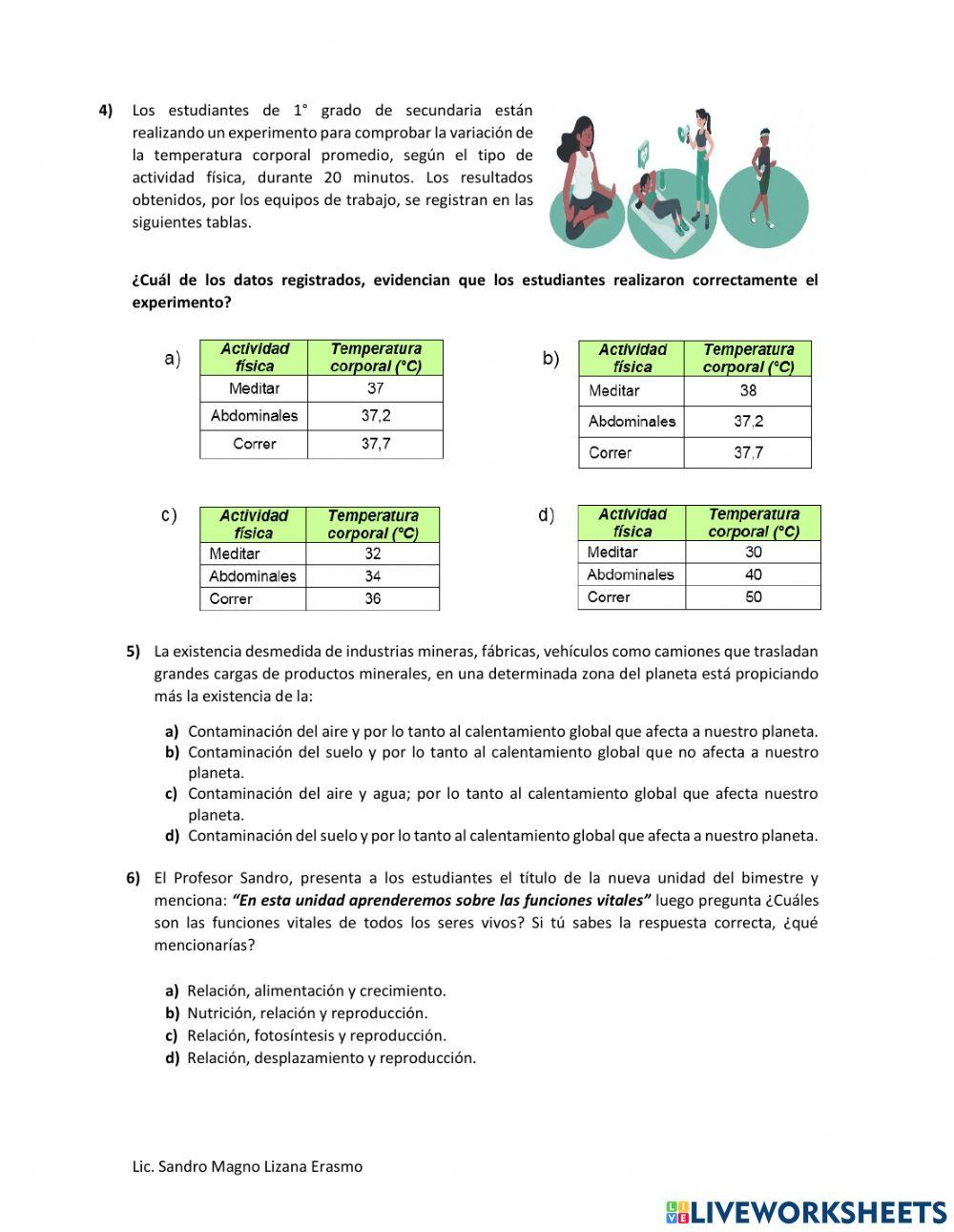 Evaluación diagnóstica 1ro de secundaria interactive worksheet | Live ...
