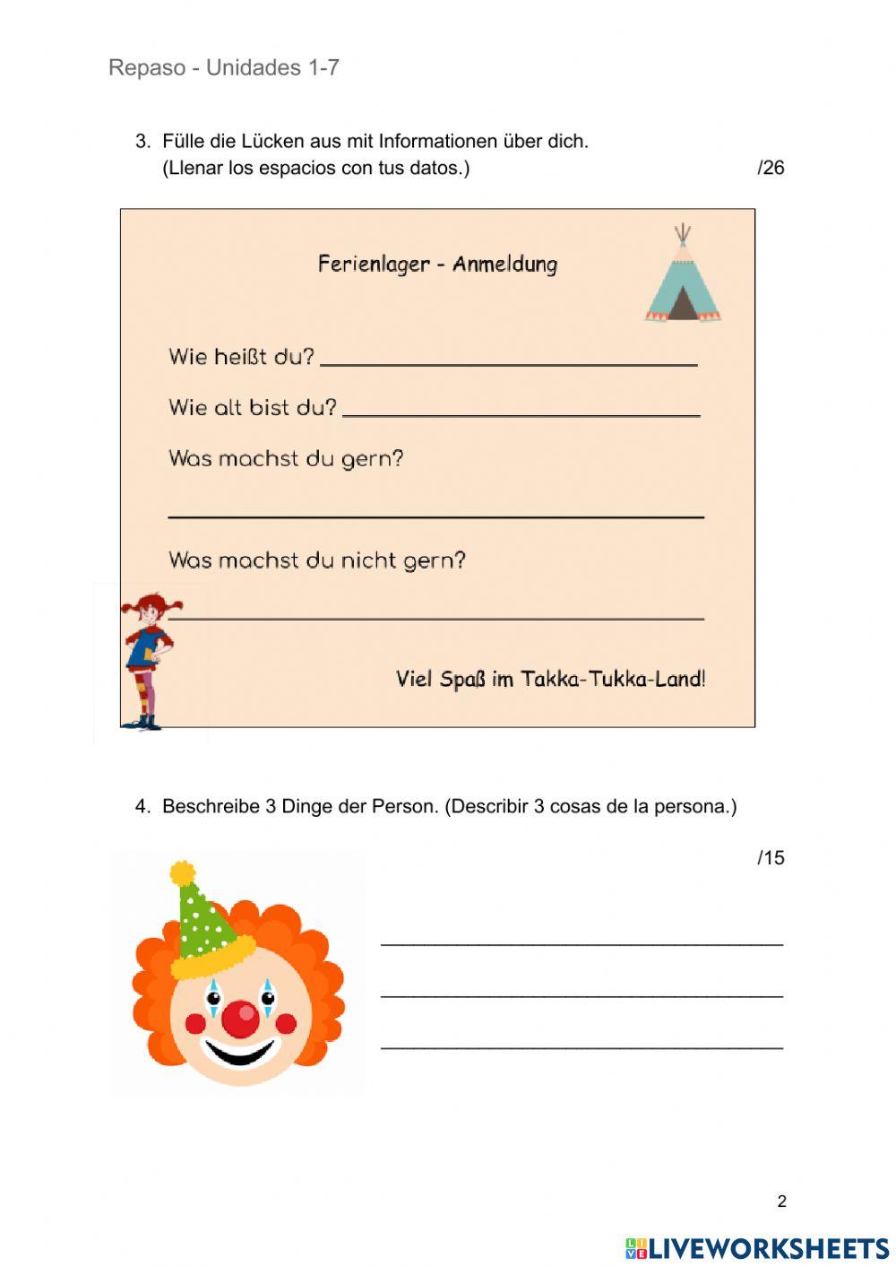 Wo ist Paula? 2 Einheiten 1-7 worksheet | Live Worksheets