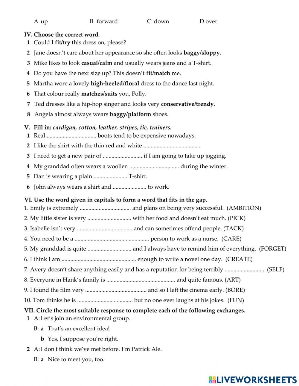 Module 1 - Vocabulary worksheet | Live Worksheets