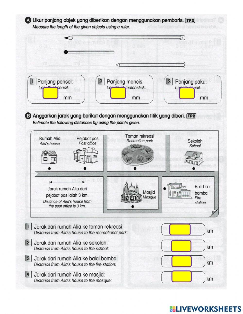Panjang Matematik activity | Live Worksheets