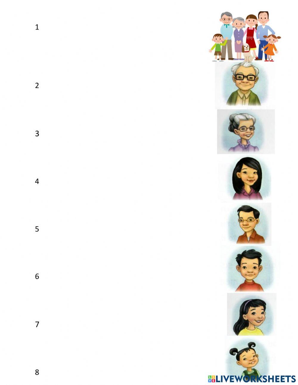 Family online exercise for Kindergarten | Live Worksheets