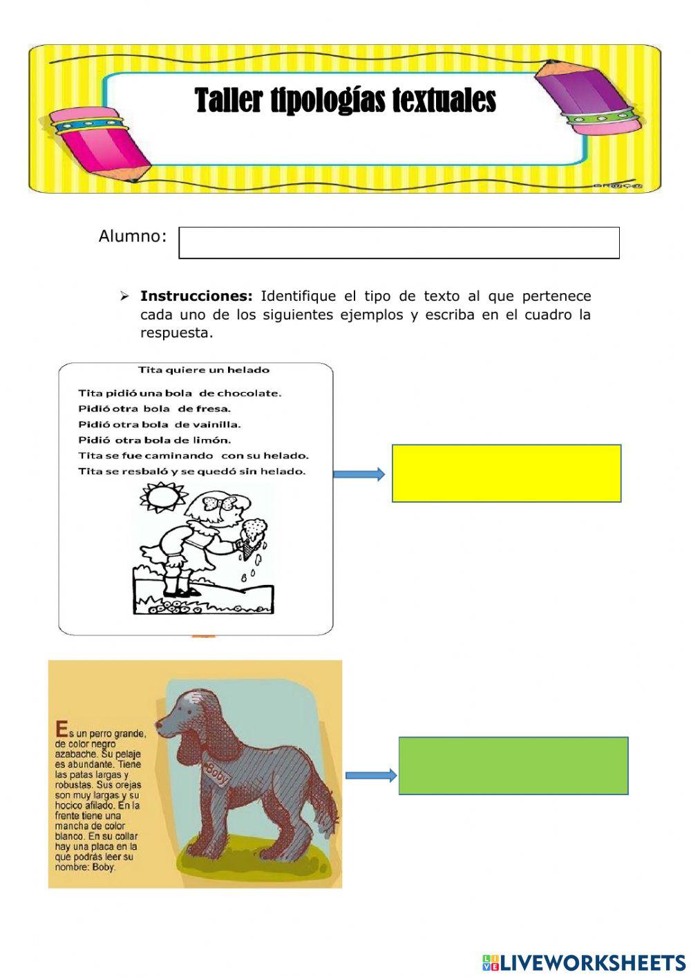 Tipologías textuales 1282553 | Belkis | Live Worksheets