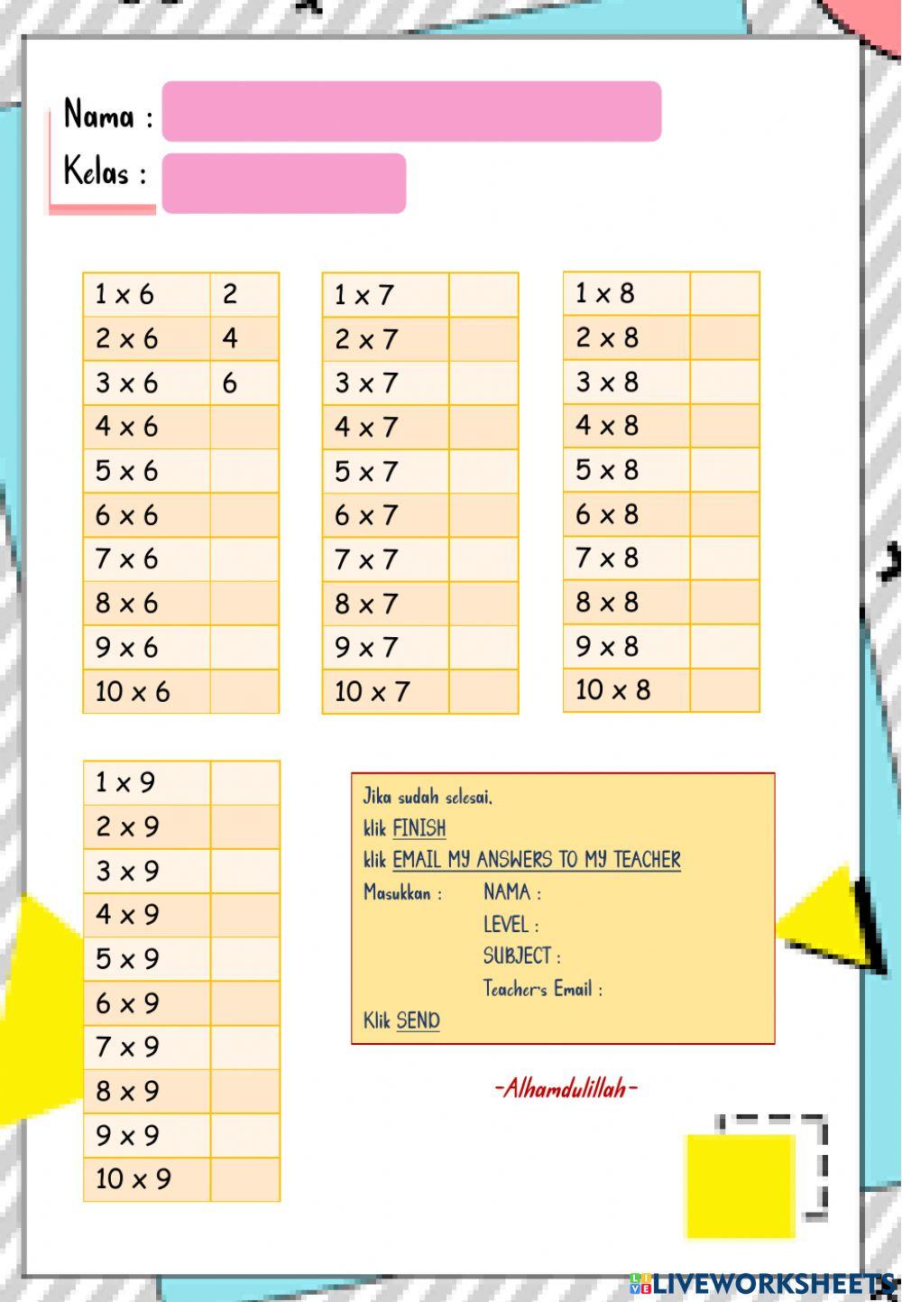 1282676 | Tabel perkalian 6-9 (recalling) | Fitri
