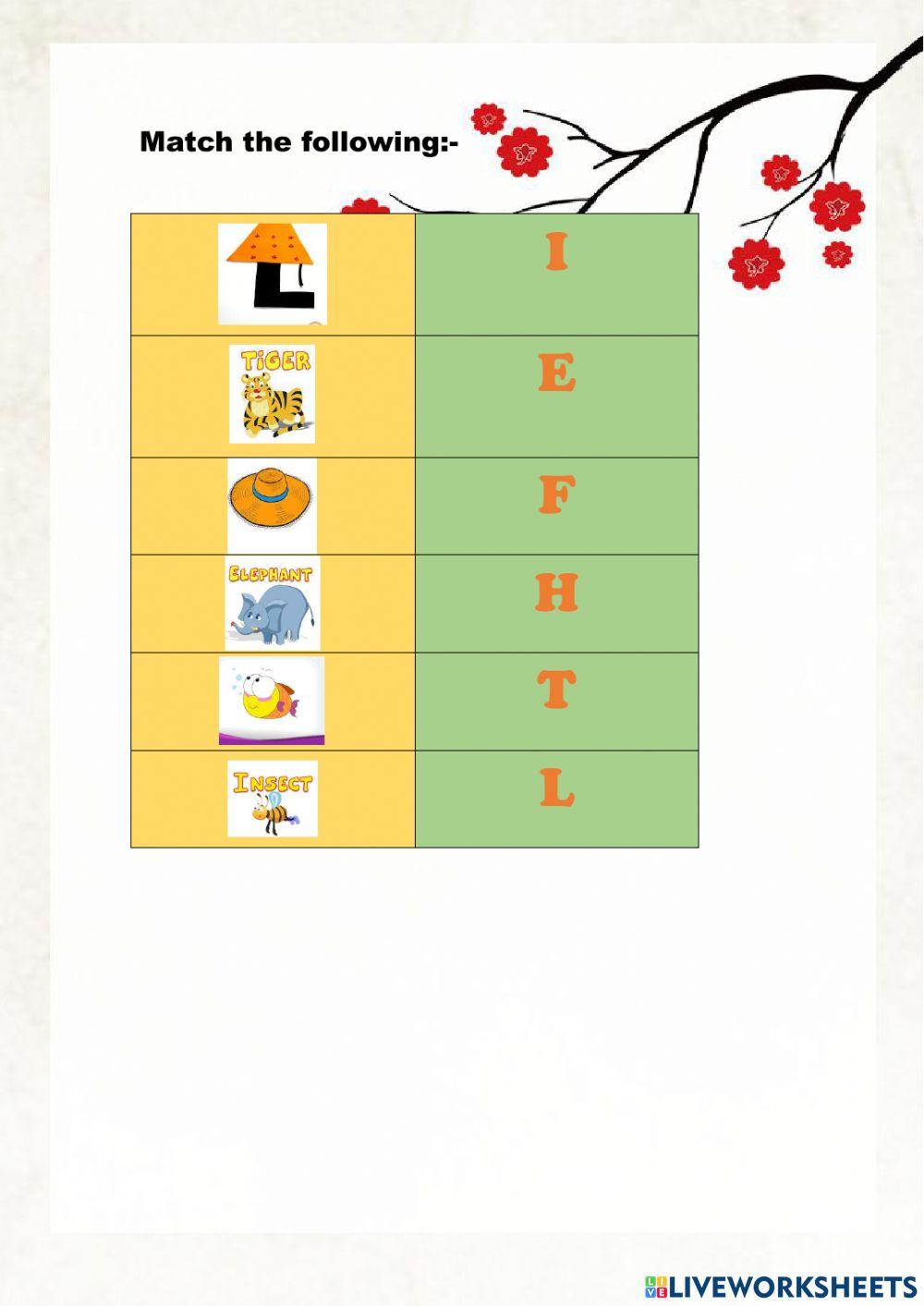 1282795 | Alphabets match the following | anurupa