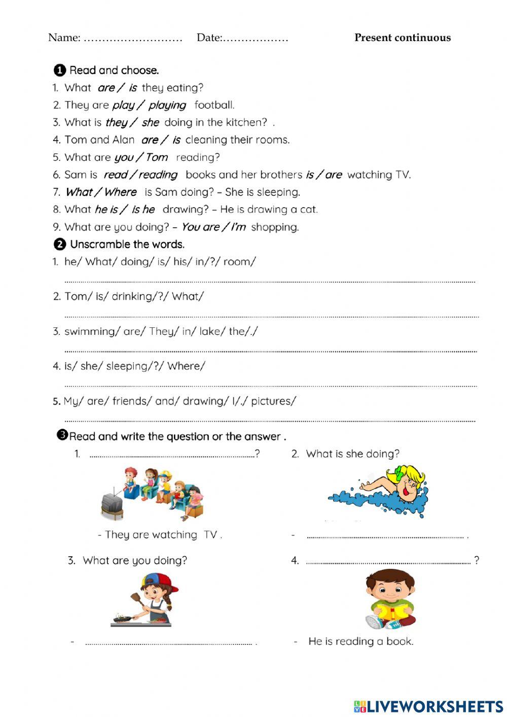 present continuous WS worksheet | Live Worksheets