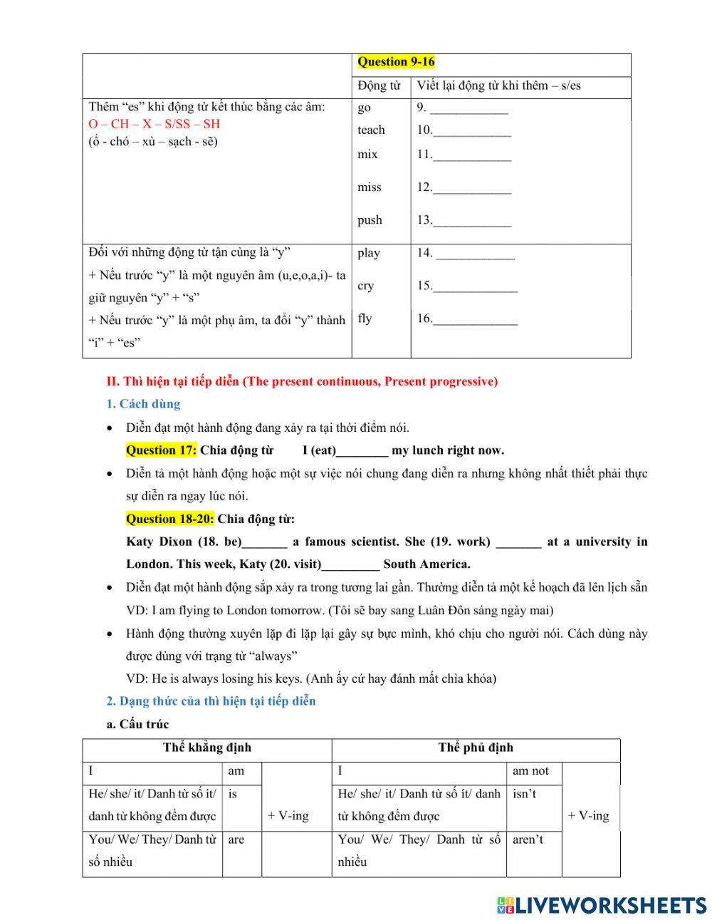 Grade 6-Unit 1-Ly thuyet tong hop worksheet | Live Worksheets