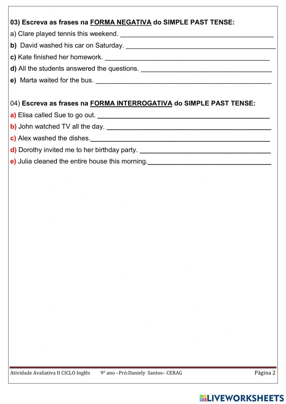 Simple Past online exercise for Fundamental 2 | Live Worksheets