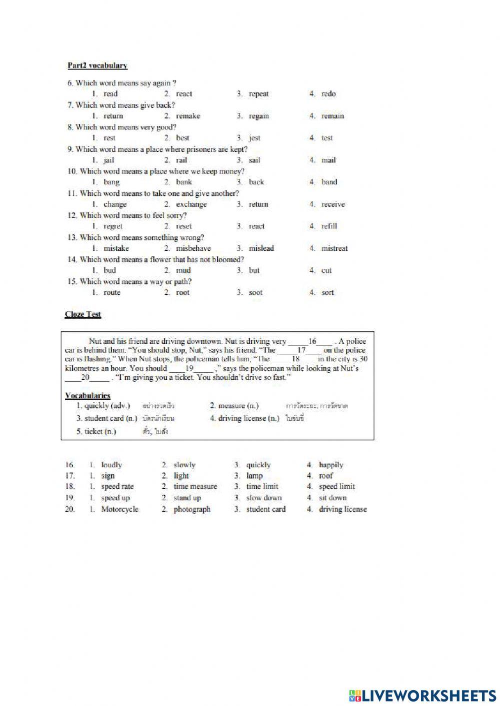 Midterm test M6 worksheet | Live Worksheets