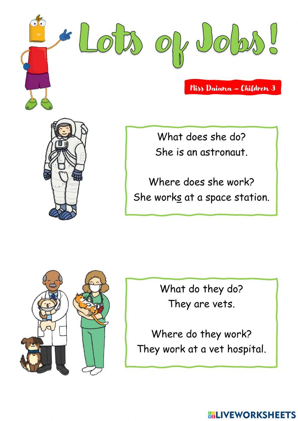 Jobs and Places online activity for Children 3 | Live Worksheets