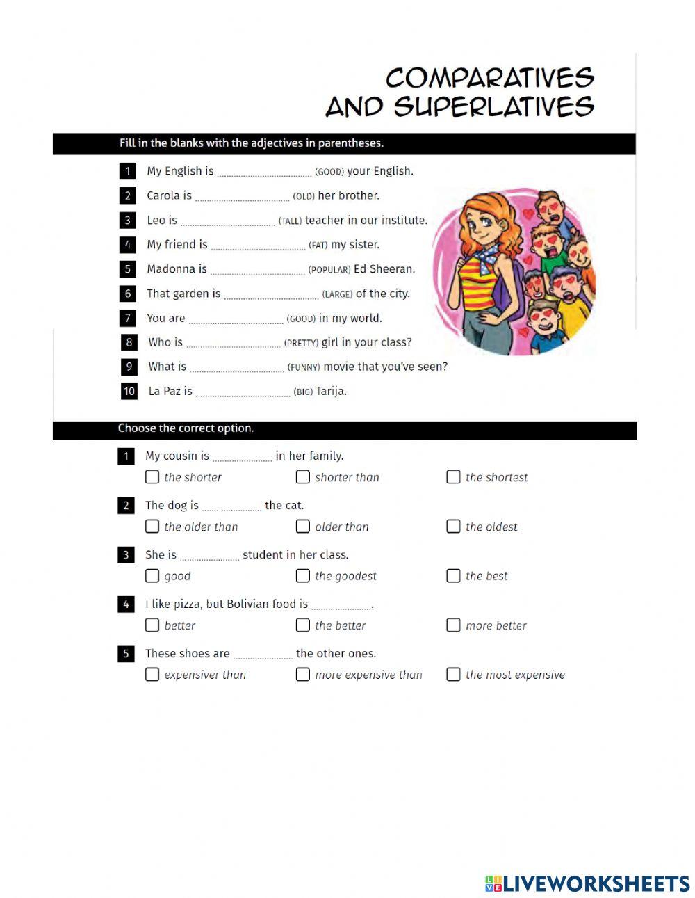 Comparatives and supe worksheet | Live Worksheets