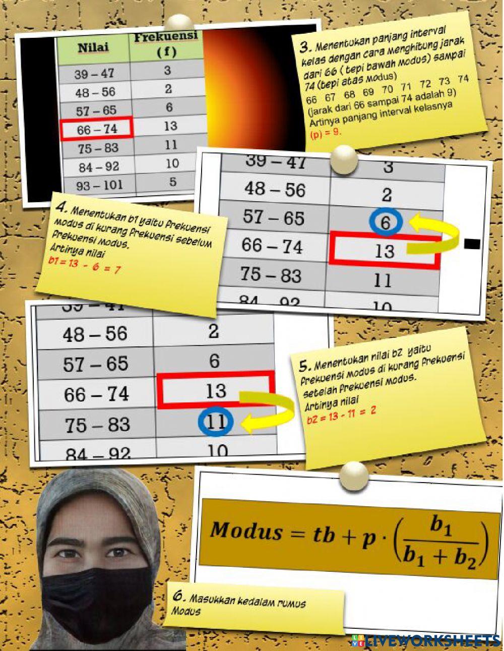 Statistika modus worksheet | Live Worksheets