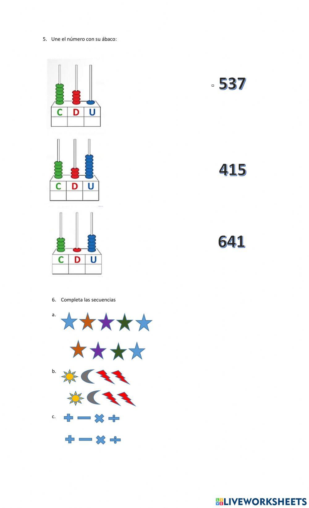 Suma y números de tres cifras worksheet | Live Worksheets