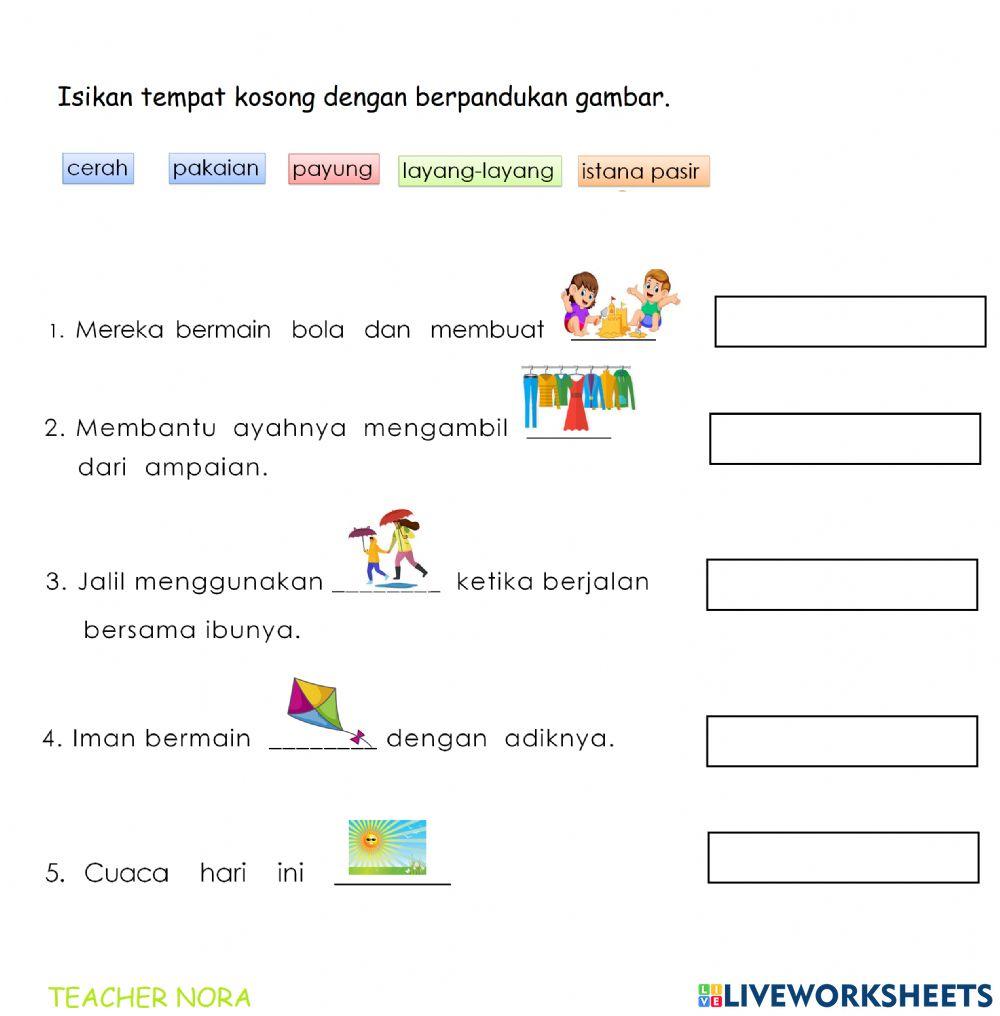 Cuaca hari ini worksheet | Live Worksheets