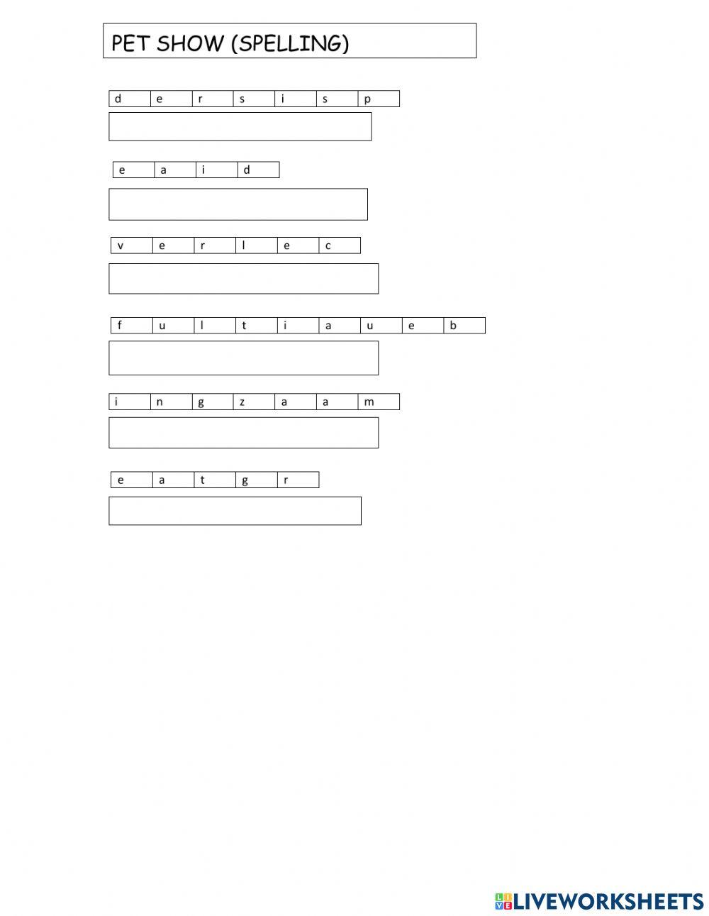 Pet Show worksheet for Year 1 | Live Worksheets