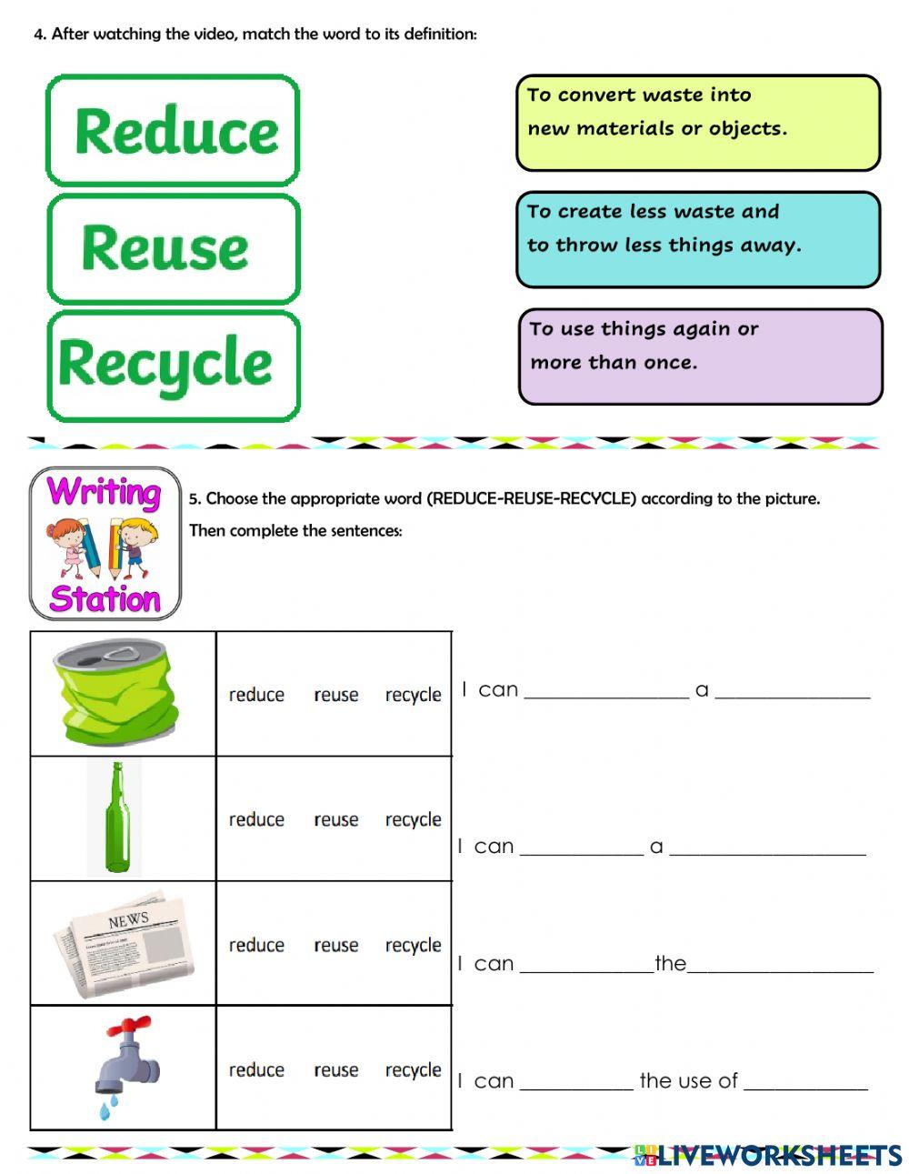 Workshop 5(p1)-C2- RECYCLING worksheet | Live Worksheets
