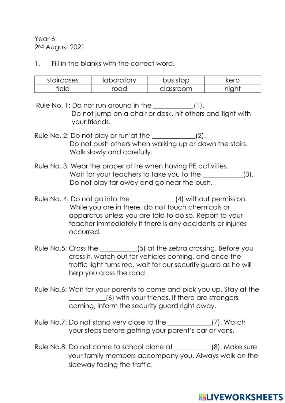 Unit 10 Be Aware, Take Care worksheet | Live Worksheets