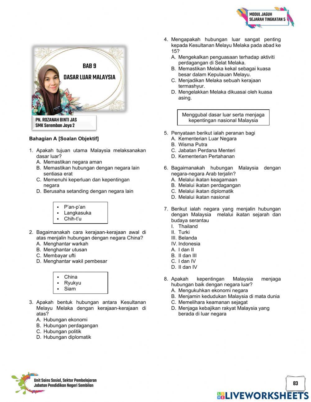 OBJEKTIF BAB 9 … | Free Interactive Worksheets | 3256550