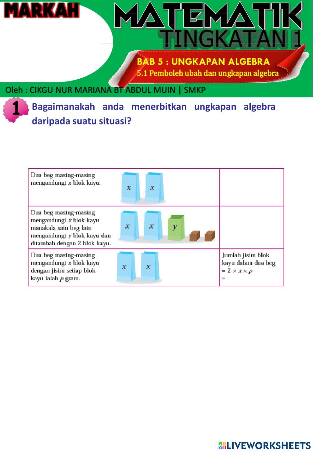 Bab 6: ungkapan algebra 1219425 | ansmariana