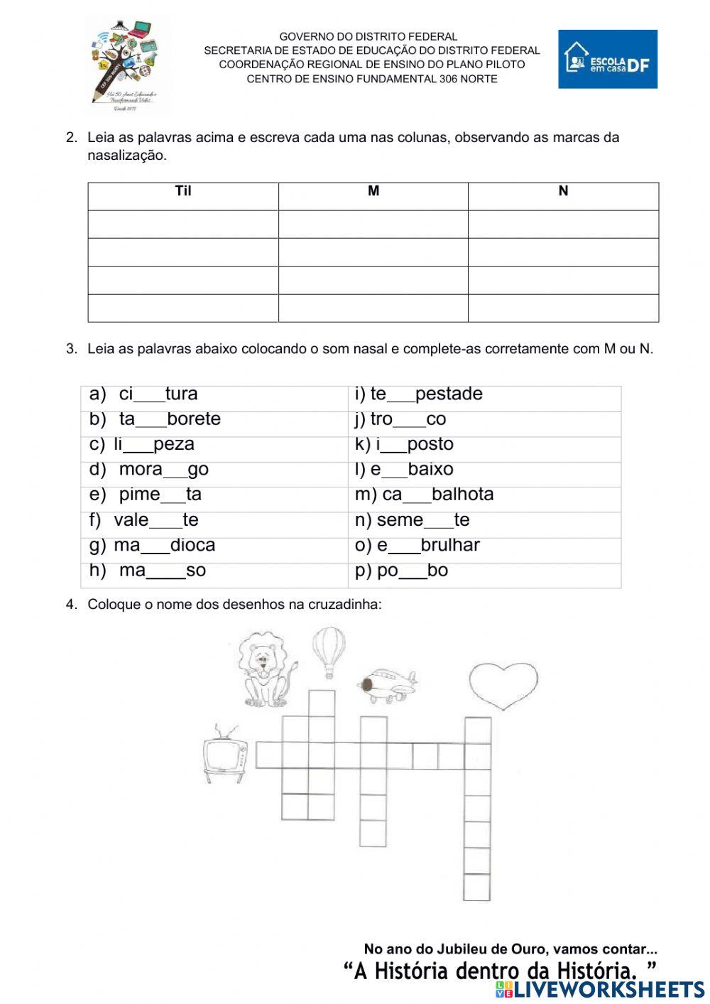 Português online exercise for fundamental | Live Worksheets