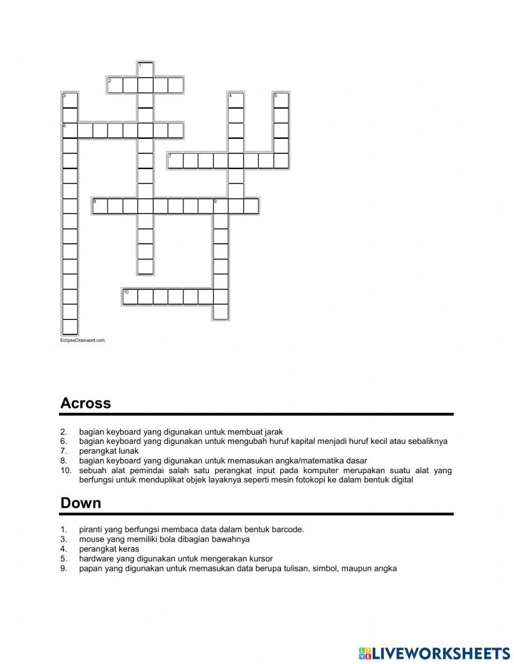 Puzzle informatika 7 worksheet | Live Worksheets