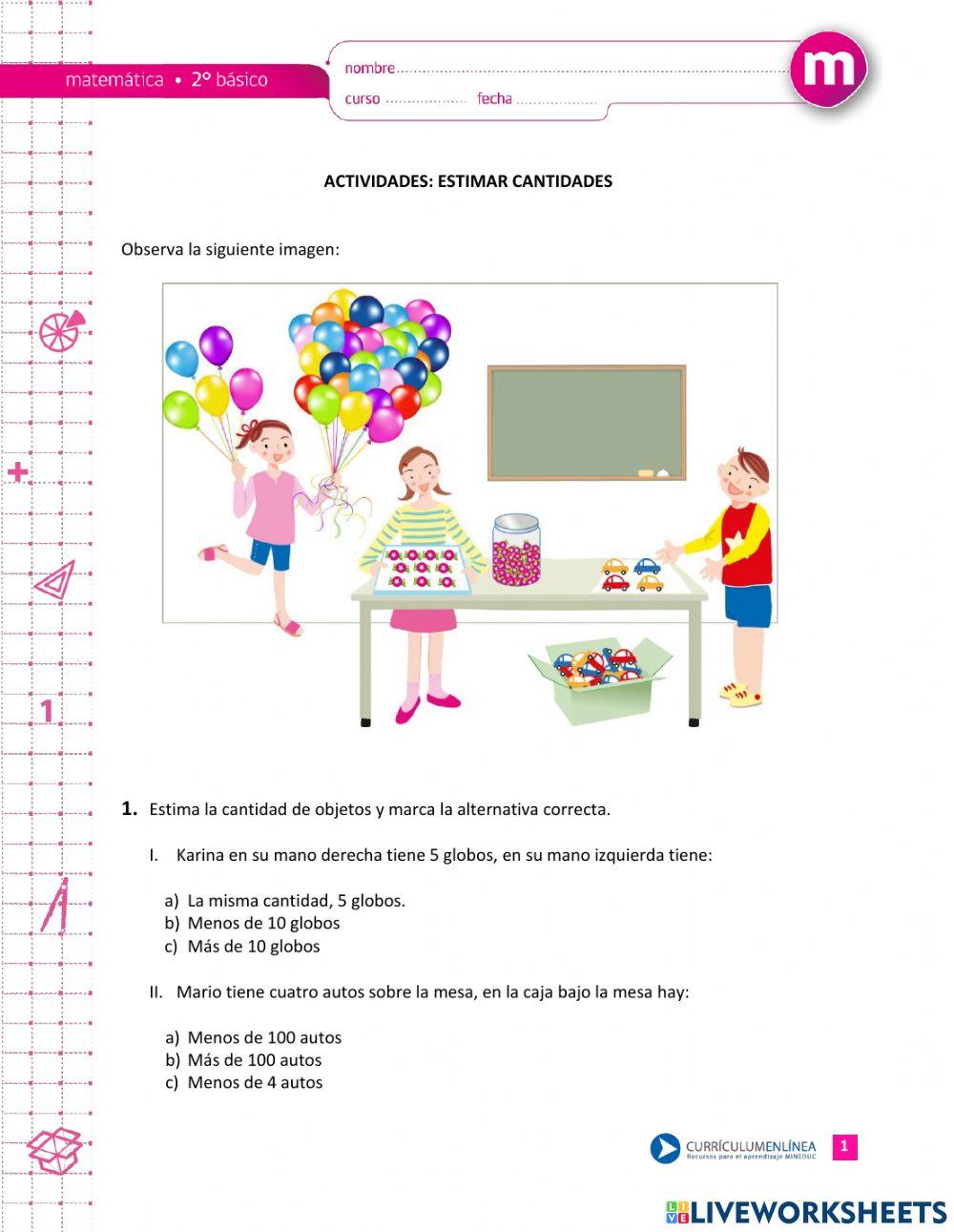 Estimar worksheet | Live Worksheets