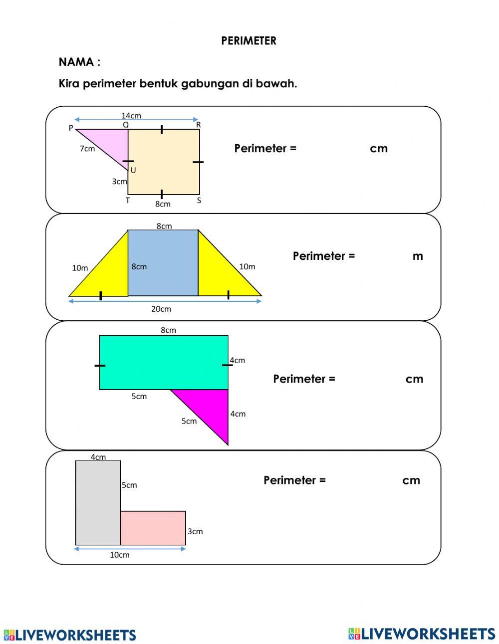 Perimeter interactive activity for Tahun 6 | Live Worksheets