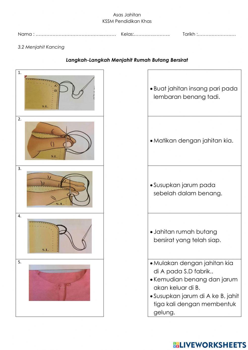 Jahitan rumah b… | Free Interactive Worksheets | 1221489