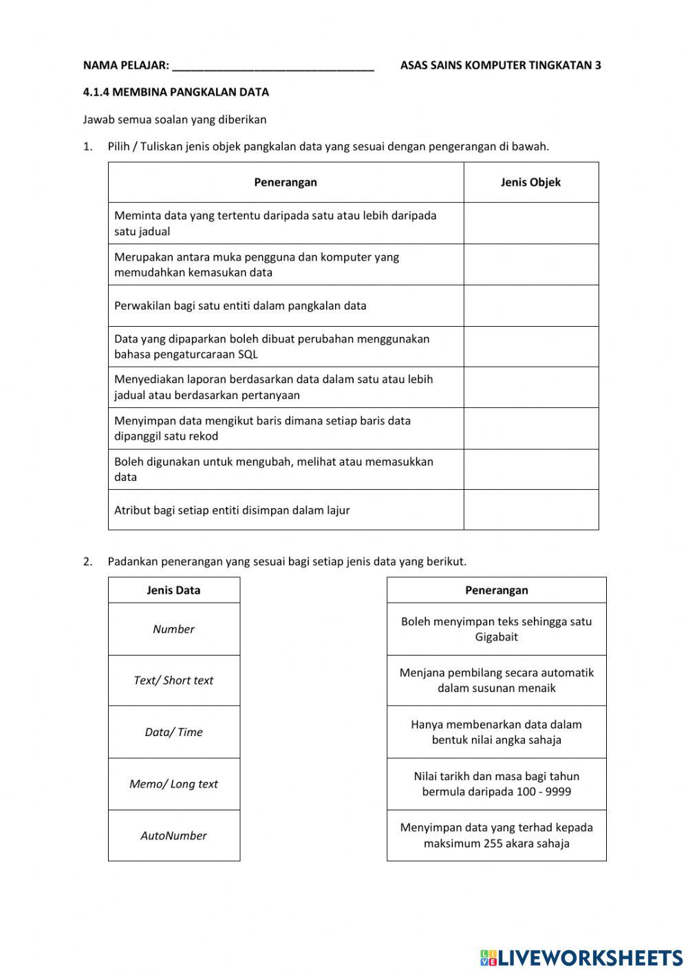 Latihan ASK T3 4.1.5 Membina Pangkalan Data 3259198