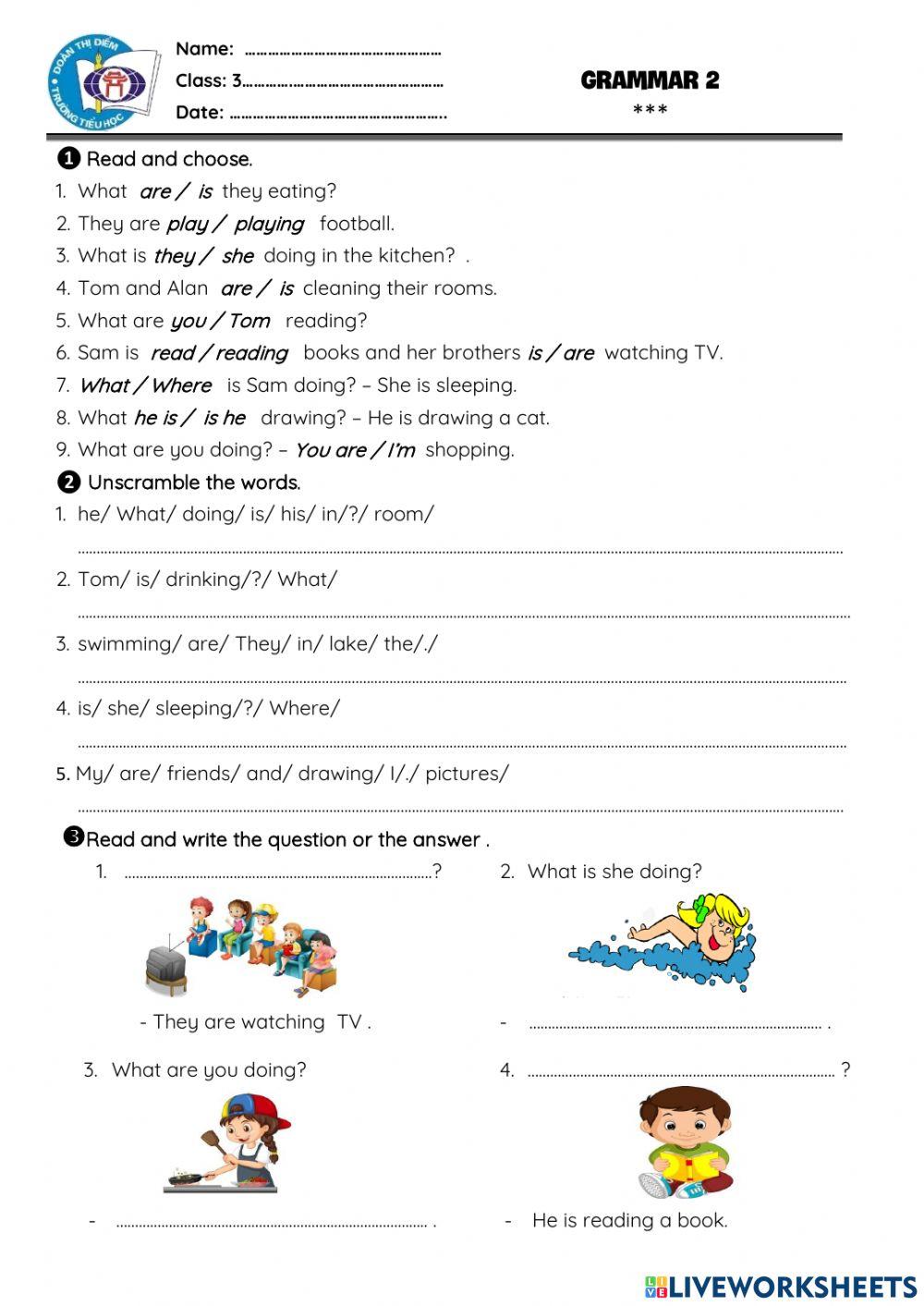 Grammar 2-week 2 | Free Interactive Worksheets | 1215390