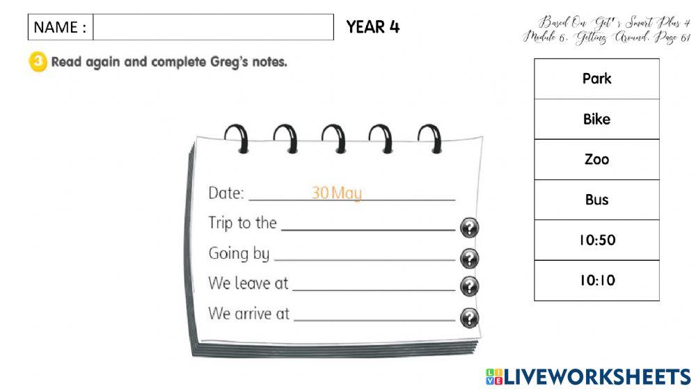 Getting around interactive exercise for 4 | Live Worksheets