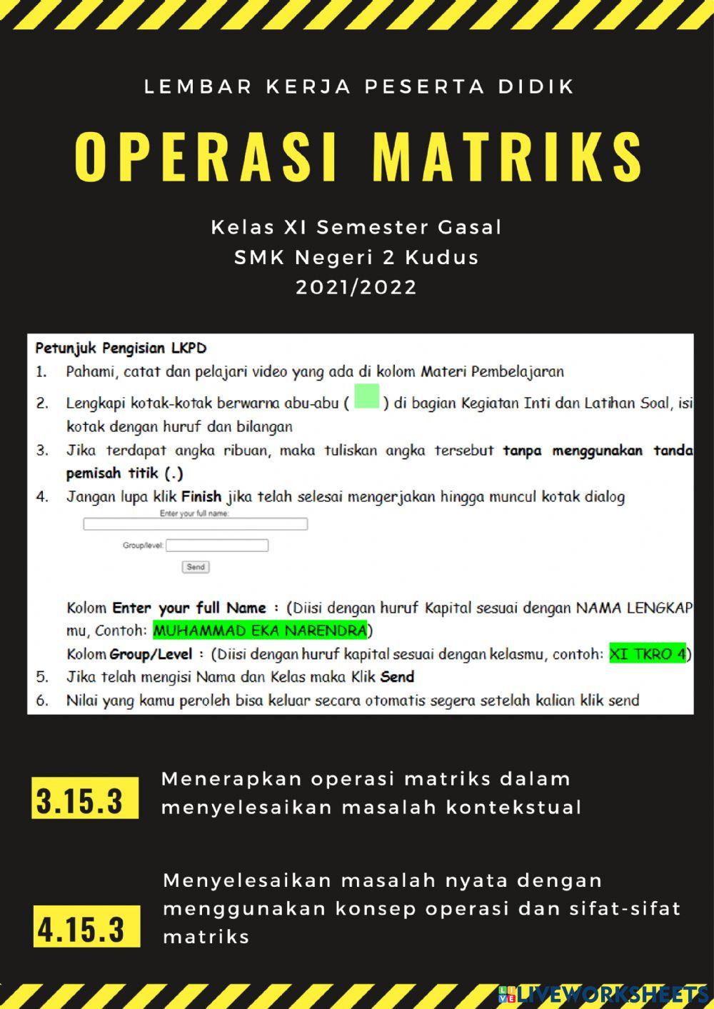 LKPD Operasi Matriks Part 1 2122 | Indah Pusparini