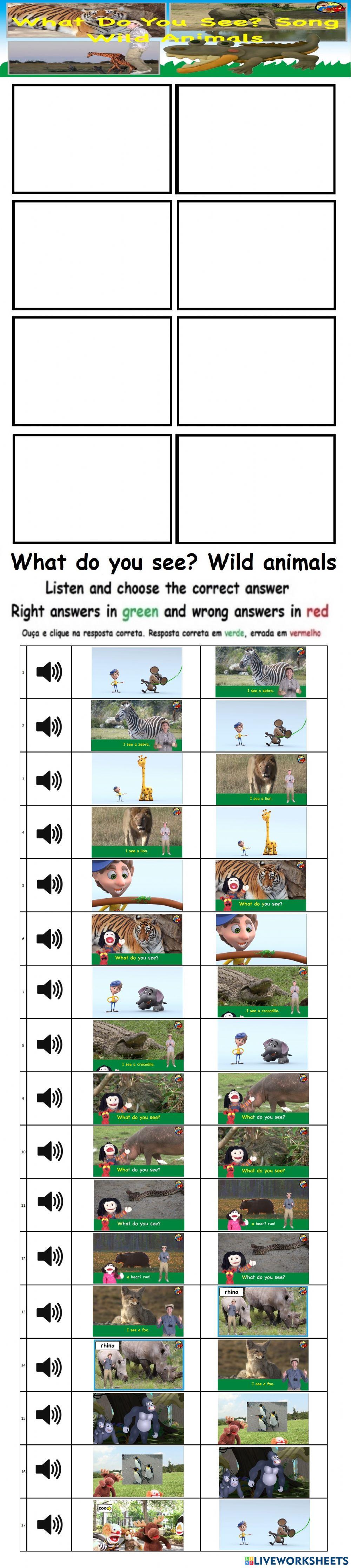 What do you see? Wild animals worksheet | Live Worksheets