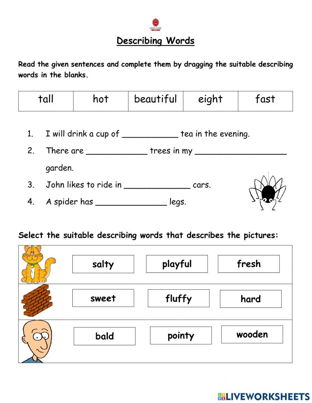 Describing Word Free Interactive Worksheets 5114470 describing-word-free-interactive-worksheets-5114470