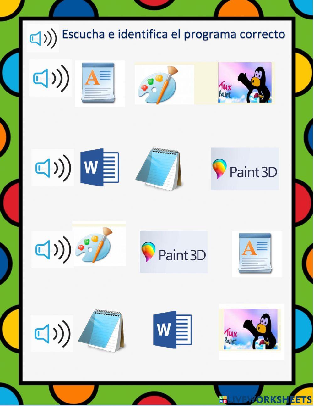 Programas de la computadora interactive worksheet | Live Worksheets