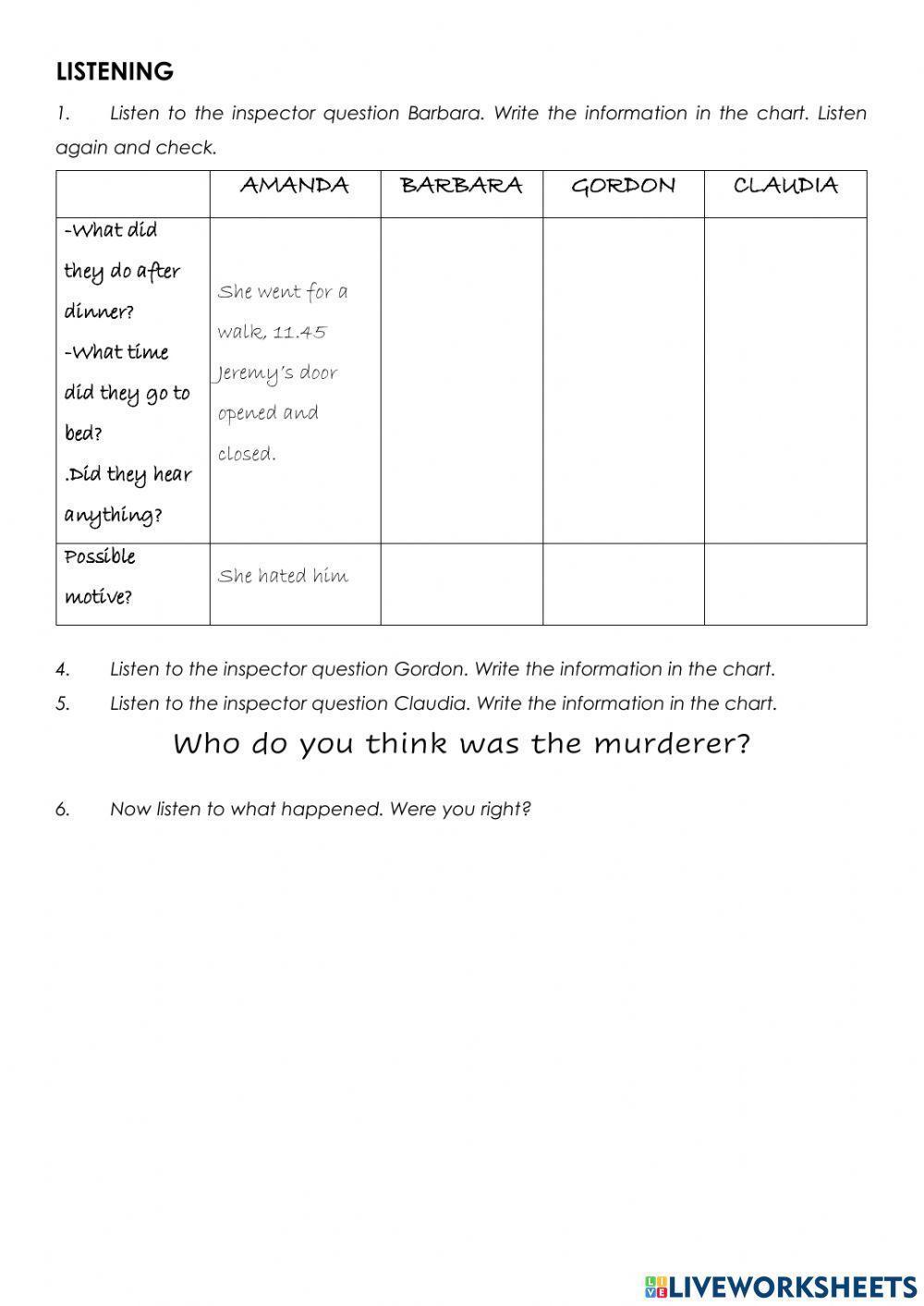 Detective story | Free Interactive Worksheets | 1222815