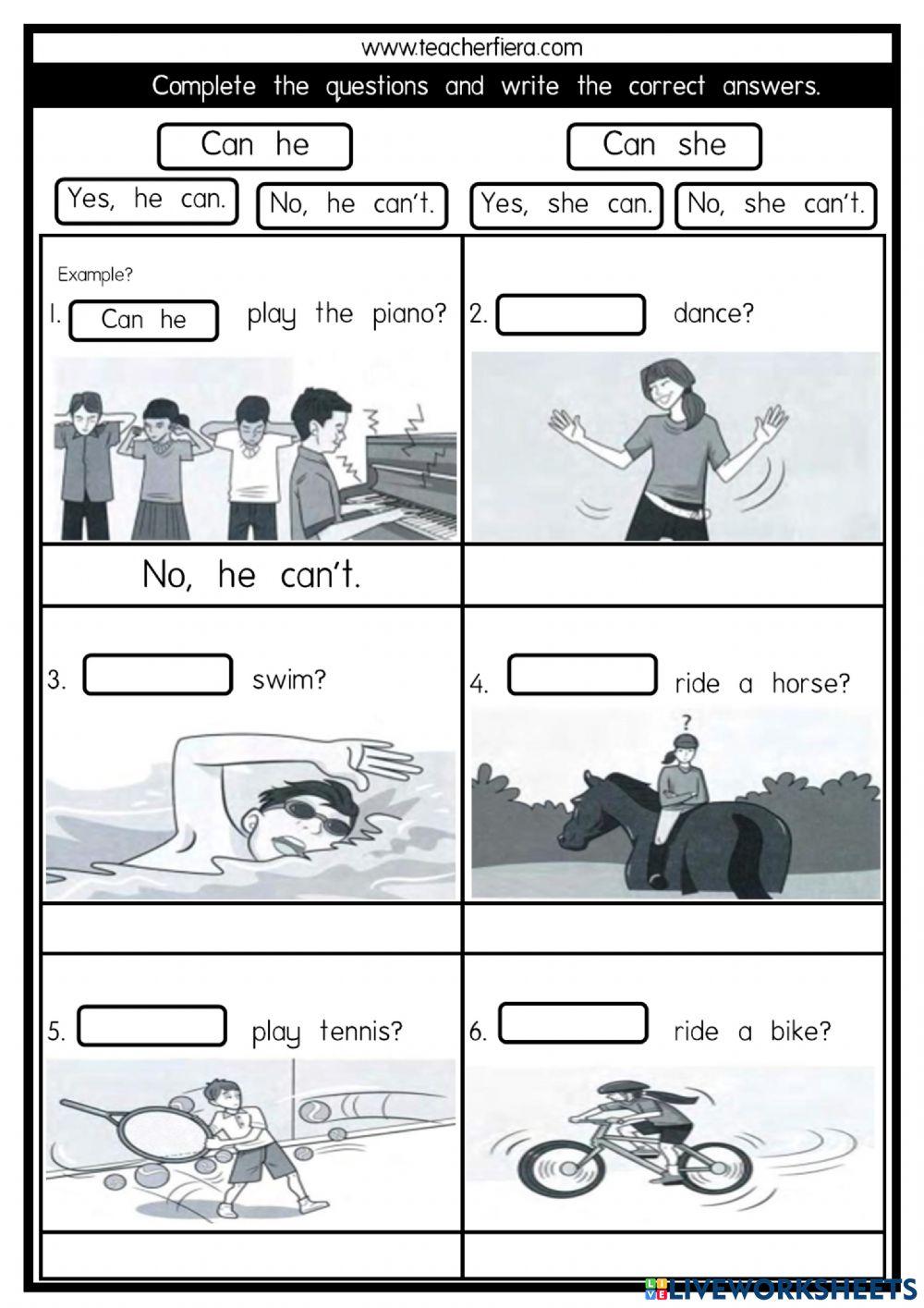 Can he-Can she online exercise for | Live Worksheets