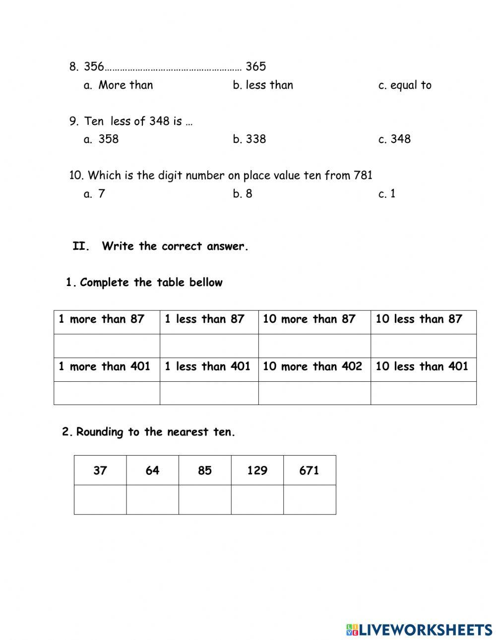 Grade 2 ( Sr Ar… | Free Interactive Worksheets | 1286262