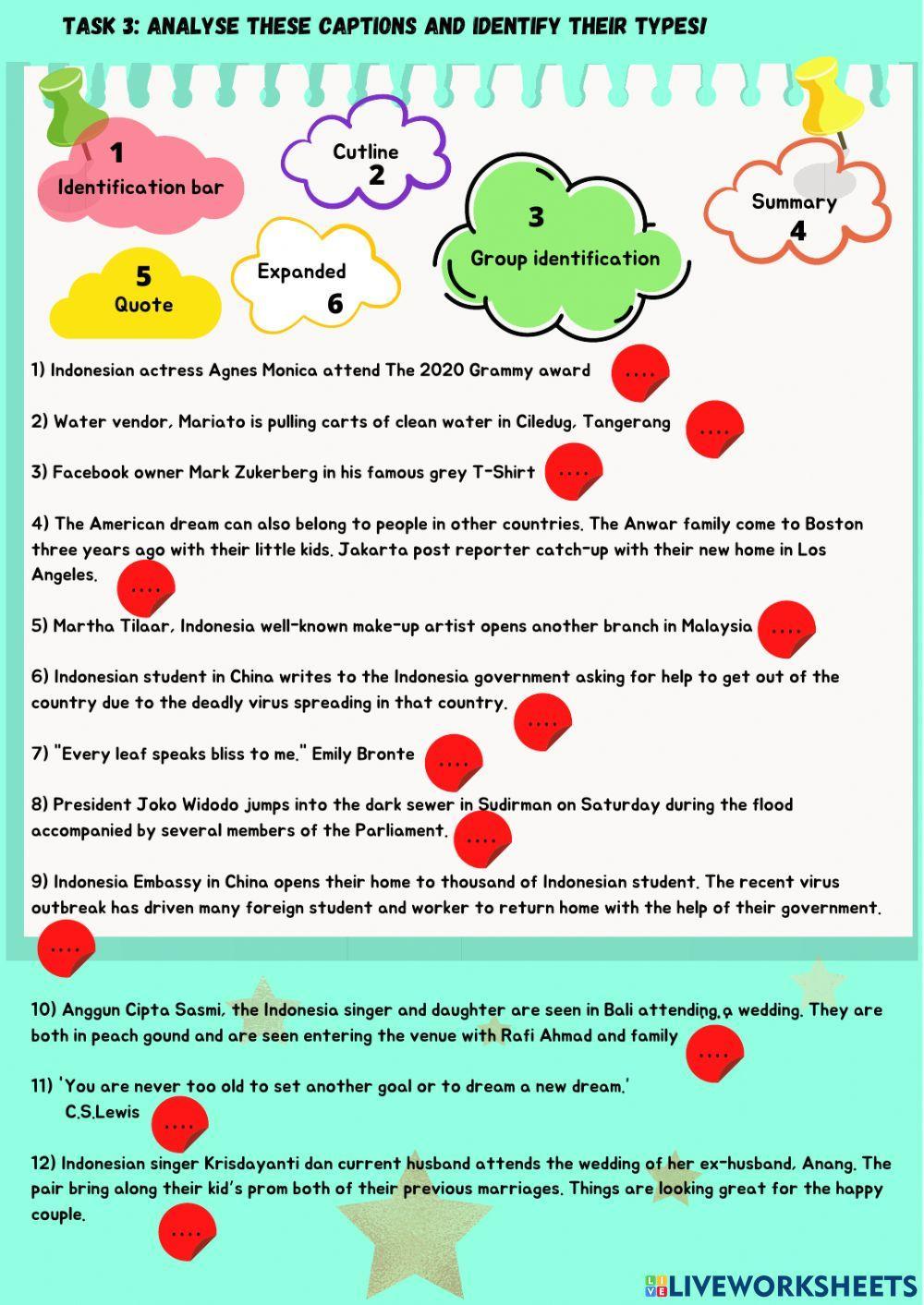 Captions | Free Interactive Worksheets | 1286081