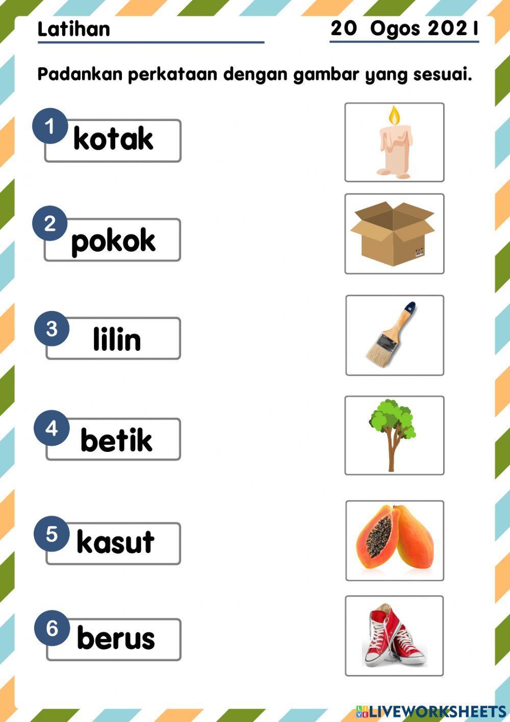 Padankan perkataan worksheet for PEMULIHAN KHAS | Live Worksheets