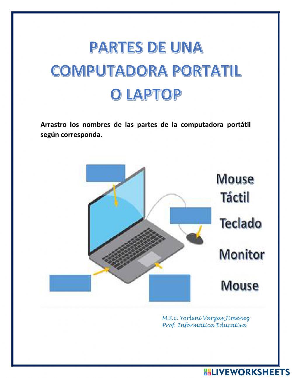 Computadora Portátil y sus partes worksheet | Live Worksheets