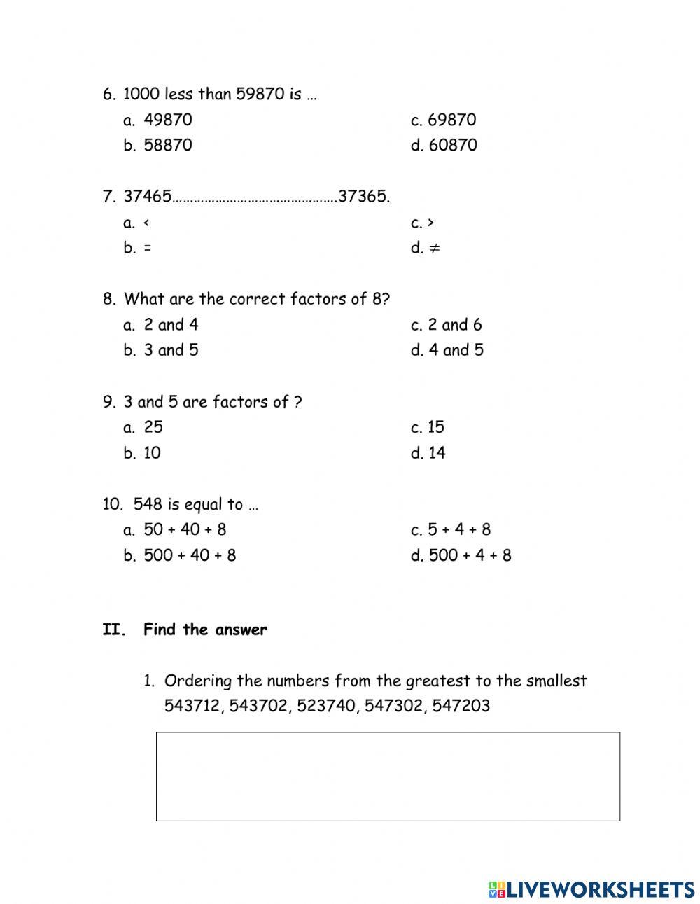 Grade 4 ( Sr Ari ) worksheet | Live Worksheets