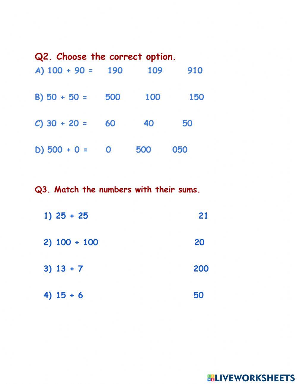 1287078 | Addition | Garima Bhasin | LiveWorksheets