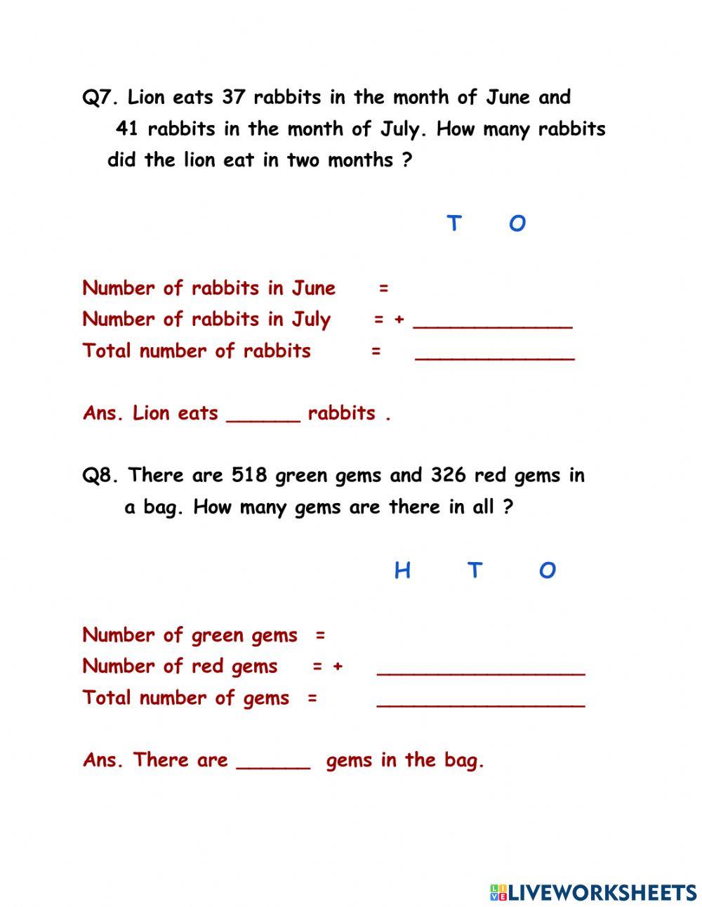 1287078 | Addition | Garima Bhasin | LiveWorksheets